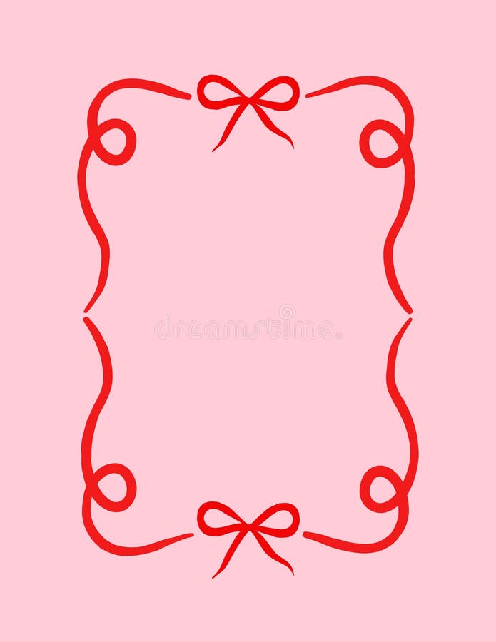 Red Ribbon Frame on Pink Background. Vector Illustration Stock ...