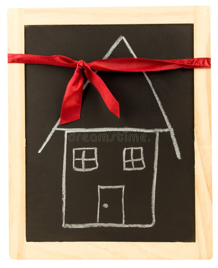 Red Ribbon Gift House stock photo. Image of wrapped, apartment - 29431832