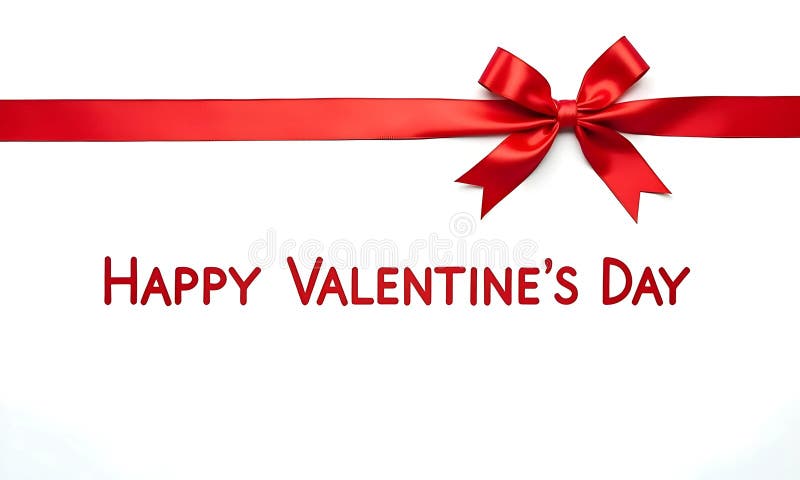 Red Ribbon with Happy Valentineâ€™s Day Text on White Background Stock ...