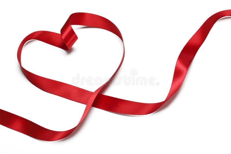 Red Ribbon Heart Love Symbol. Happy Valentine S Day. White Background ...