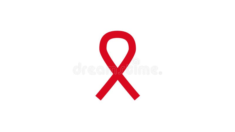 Red Ribbon in Honor of AIDS Day. a Small Red Ribbon is Drawn on a White ...