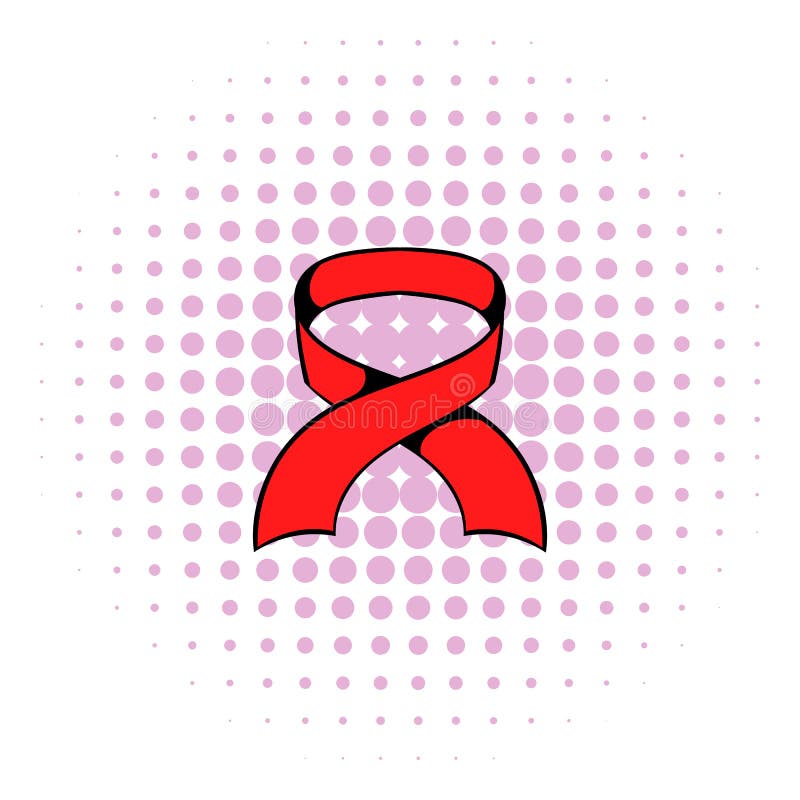 Red Ribbon Icon, Comics Style Stock Vector - Illustration of festive ...