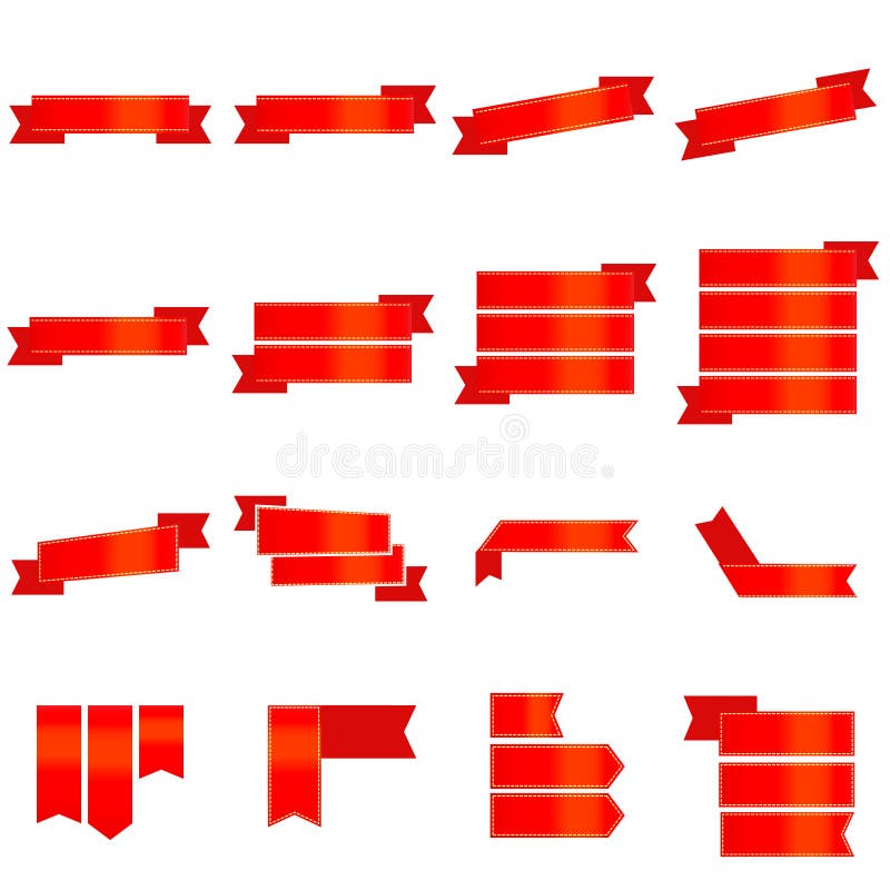 Red ribbon icons set stock illustration. Illustration of decorative ...