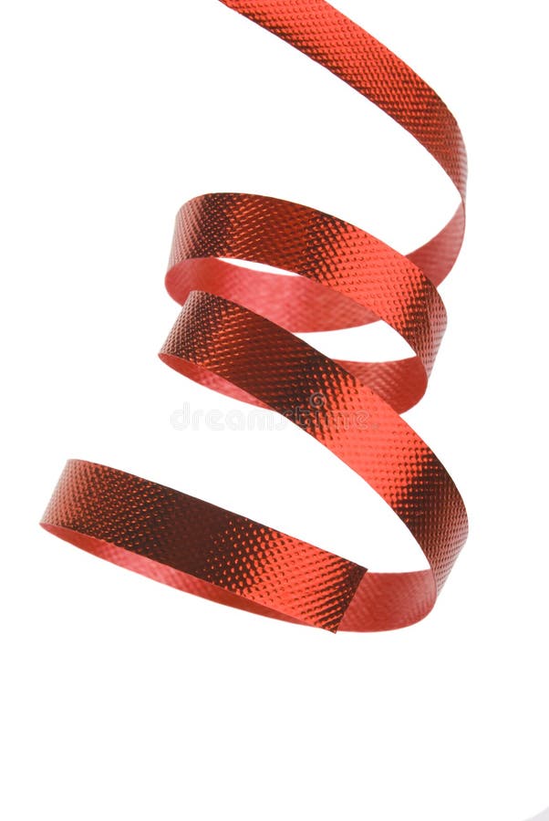 Red Ribbon Isolated on White Background Stock Image - Image of party ...