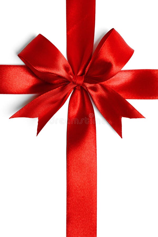 Red Bow Ribbon with Tails Isolated Stock Photo - Image of decoration ...