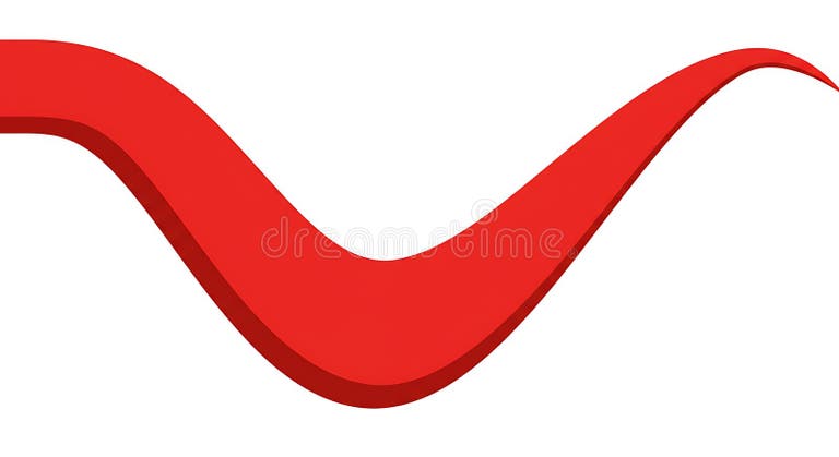 Red, Ribbon-like Wave Shape on a White Background. it Features Smooth ...