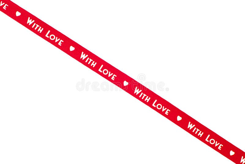 Red Ribbon with Love Isolated Stock Photo - Image of love, diagonal ...