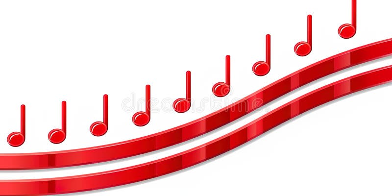 Red Ribbon with Musical Notes Pattern Stock Illustration - Illustration ...