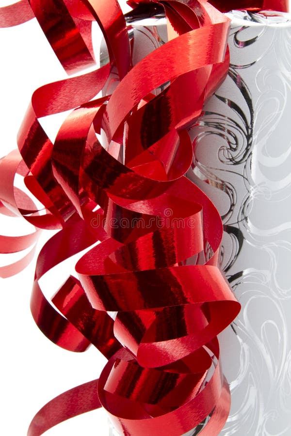 Red Ribbon and Packing Paper Stock Image - Image of festive, packing ...