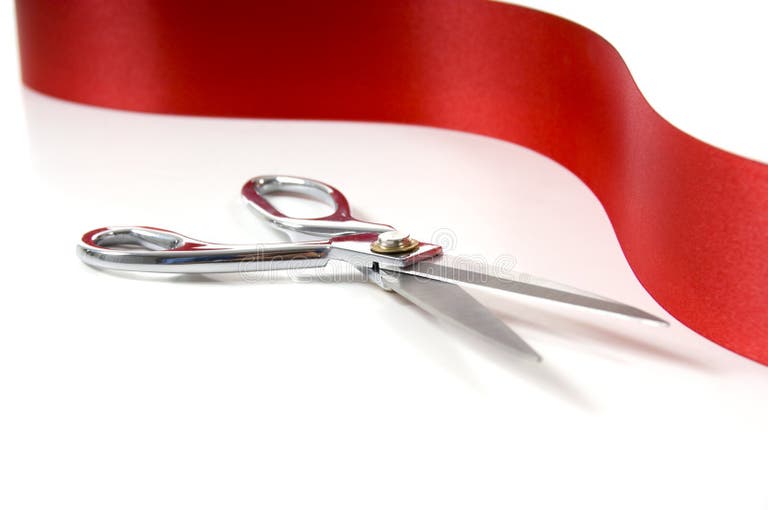 Red Ribbon and Scissors stock image. Image of white, steel - 6951819