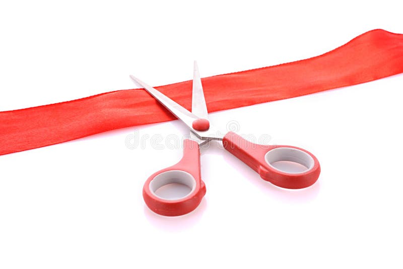 Red Ribbon with Scissors Isolated Stock Photo - Image of tape, ceremony ...