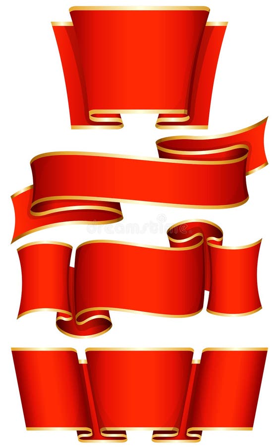 Set of Red and Silver Ribbon Stock Vector - Illustration of element ...