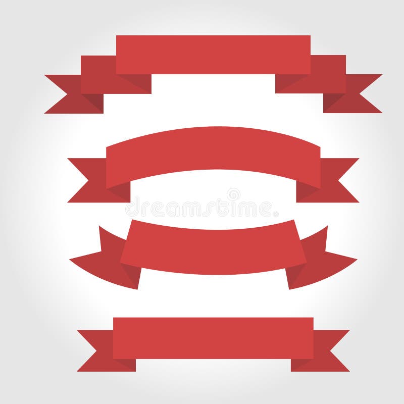 Red Ribbon Set, Flat Design Stock Vector - Illustration of collection ...
