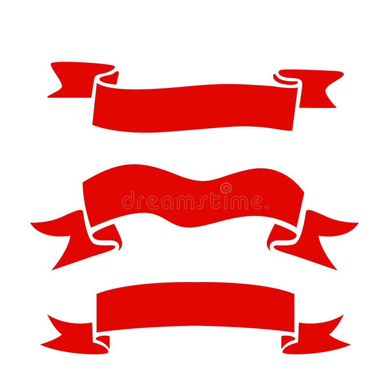 Red Ribbons Set. Vector Templates for Design Stock Illustration ...