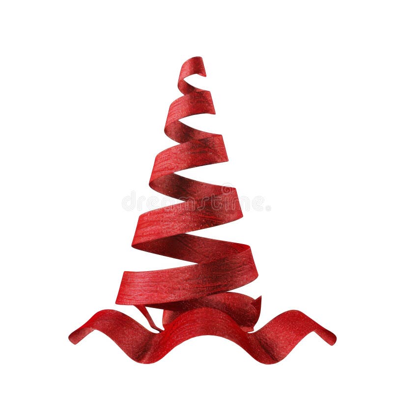 Red Ribbon Shaped into a Christmas Tree Stock Photo - Illustration of ...