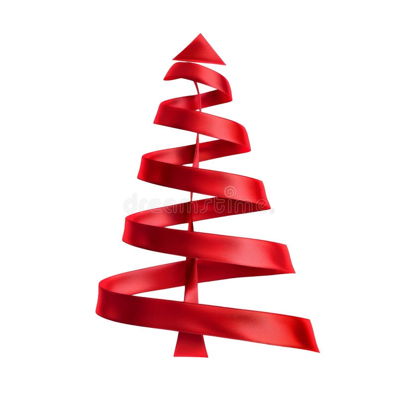 Red Ribbon Shaped Like a Christmas Tree Stock Image - Illustration of ...