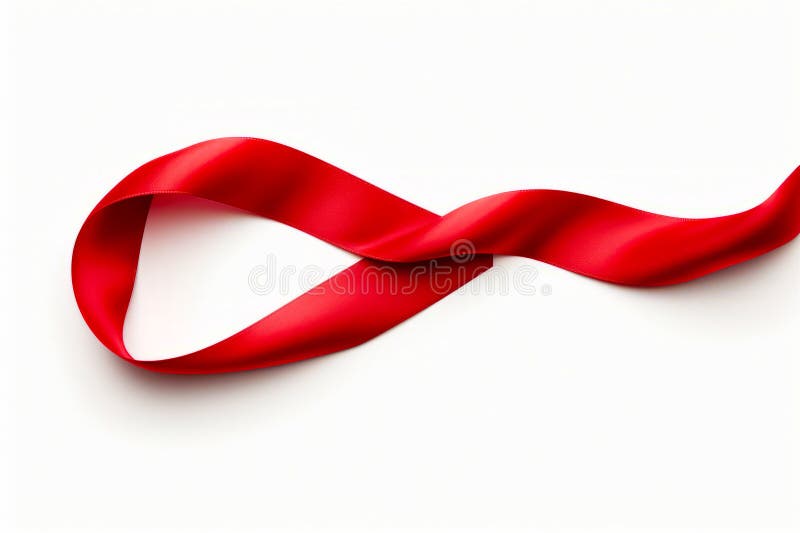 Red Ribbon is Shown on White Background with Shadow. Generative AI ...