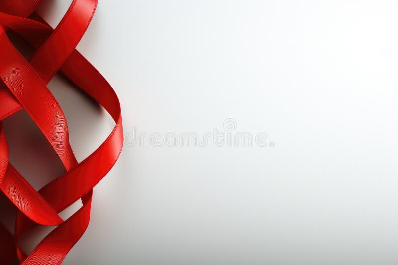 Red Ribbon on the Side of a White Background. Banner for World AIDS Day ...