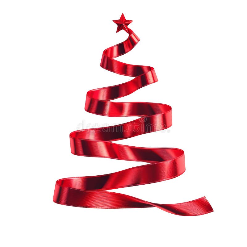 Red Ribbon Spiraling into a Christmas Tree Shape Stock Photo ...