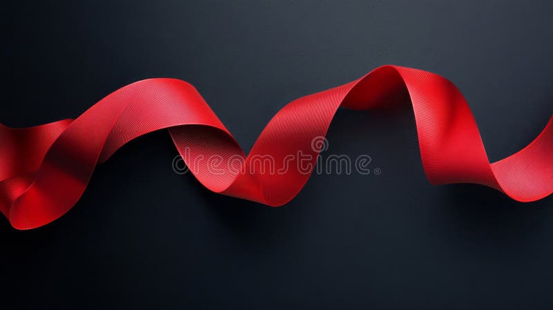 A Red Ribbon Swirls Against a Dark Background Stock Illustration ...