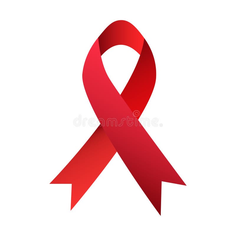 Red Ribbon Symbol. Awareness Support Icon. Solid Color Loop. Vector ...
