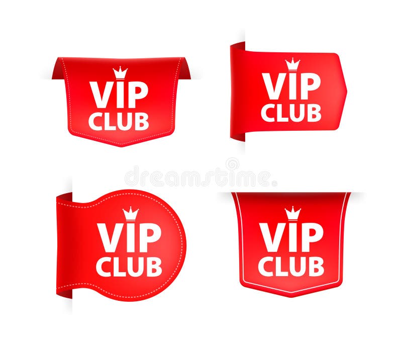 Red Ribbon with Text Vip Club. Banner Ribbon Label Vip Club Stock ...
