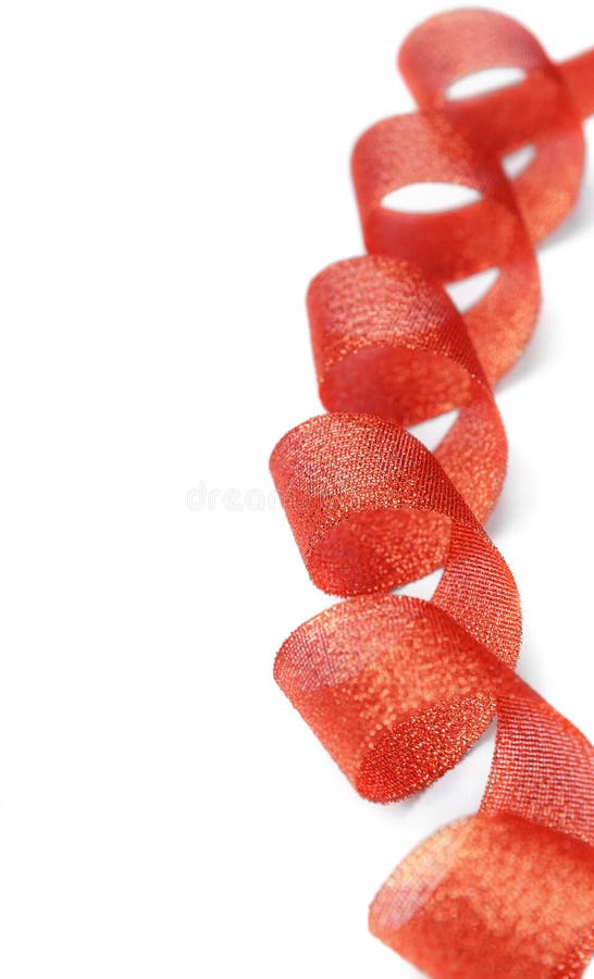 Red ribbon twisted spiral. stock image. Image of curly - 82780243