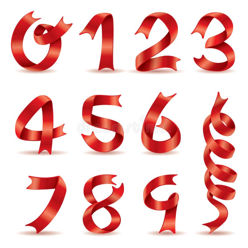 Red Ribbon Words Number Vector Design Stock Vector - Illustration of ...