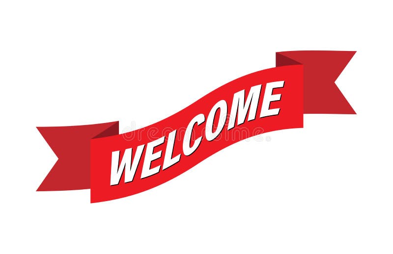 Red Ribbon with the Words Welcome for Banner, Sticker and Label. Vector ...