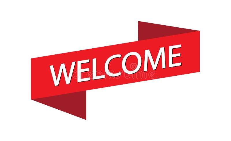 Red Ribbon with the Words Welcome for Banner, Sticker and Label. Vector ...