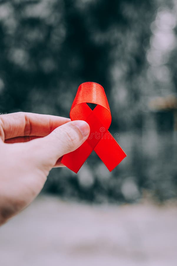 Red Ribbon for World Aids Day Awareness Campaign Background Stock Image ...