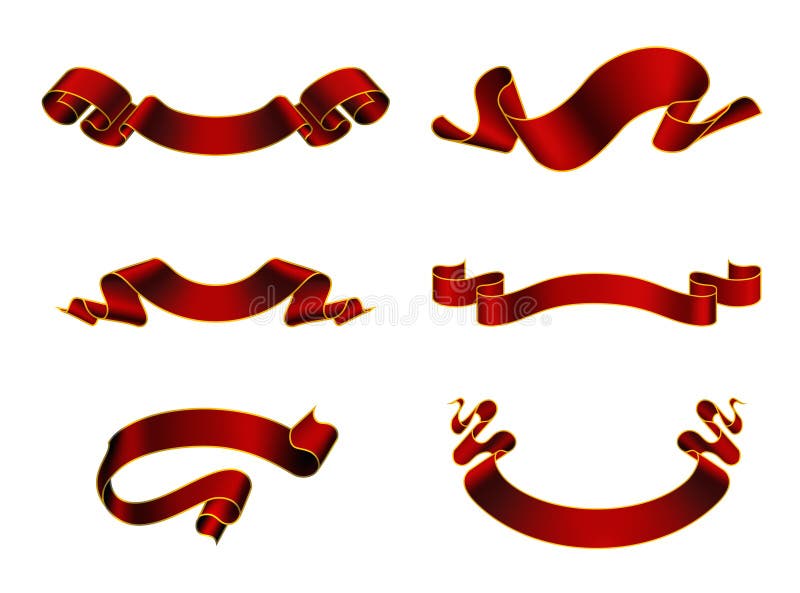 Red & Gold Ribbon Banner Fancy Collection Set Stock Vector ...