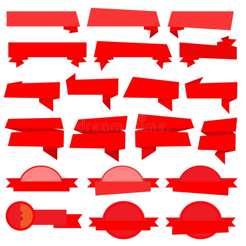 Red Ribbons Banners Collection Vector Stock Vector - Illustration of ...