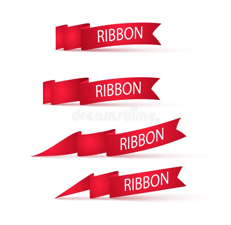 Red Ribbons Banners. Set of Advertising Signs Stock Vector ...