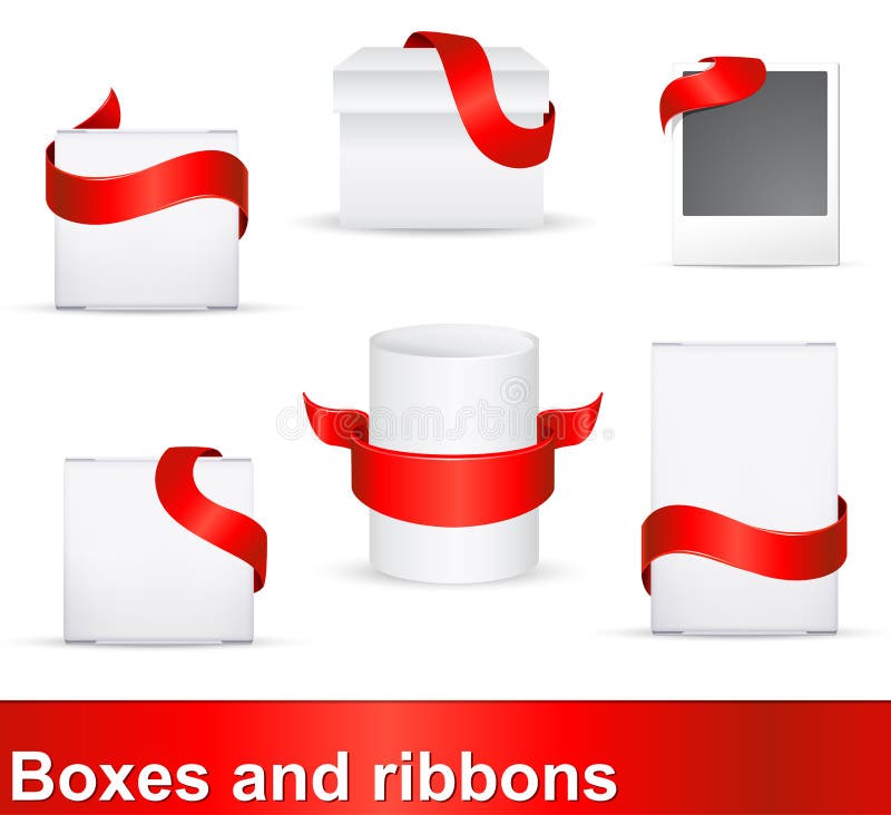 Red ribbons on boxes stock vector. Illustration of gift - 13272035