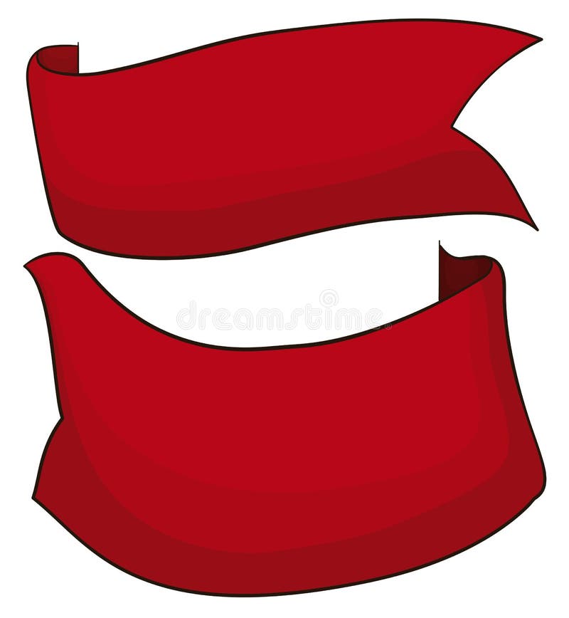 Red Ribbons in Cartoon Style Over White Background, Vector Illustration ...