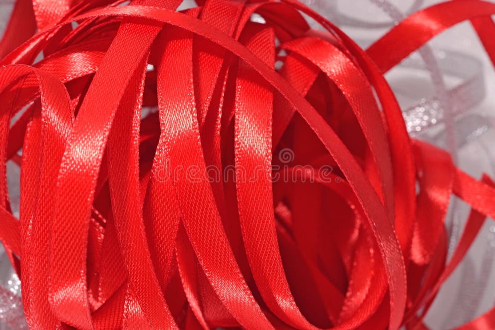 Red ribbons close up stock image. Image of curly, handicraft - 40225299