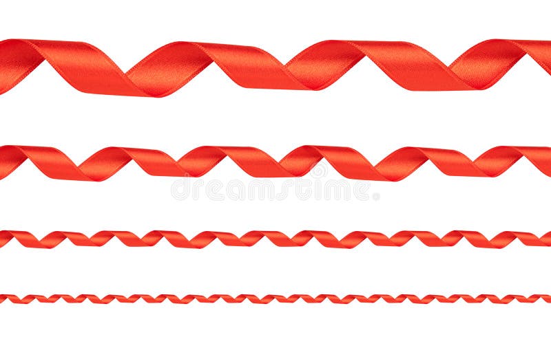 Red Ribbons Forming Horizontal Wavy Lines on White Background Stock ...