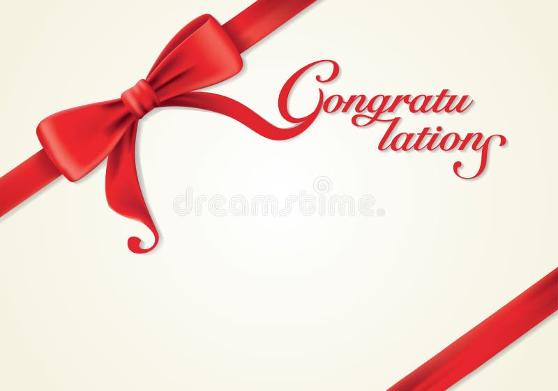 Red Ribbons and Greeting Card, Bows, Congratulations Stock Illustration ...