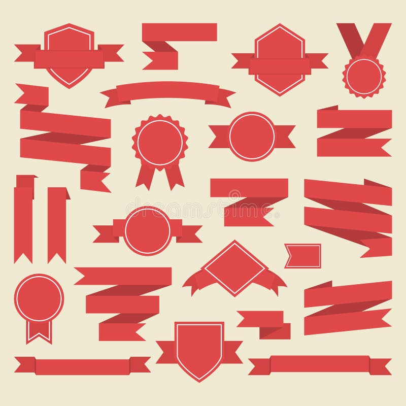 Red Ribbons,medal,award ,set Stock Vector - Illustration of emblem ...