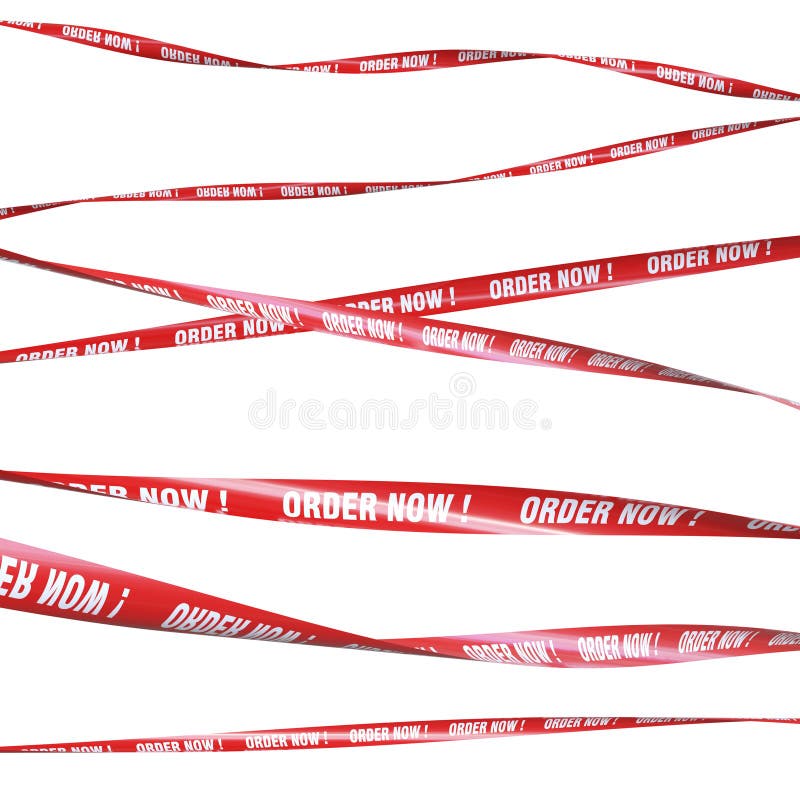 Red Ribbons Order Now Transparent Background 3d Stock Illustration ...