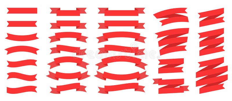 Red Ribbons. Promotion Flags Collection Stock Vector - Illustration of ...