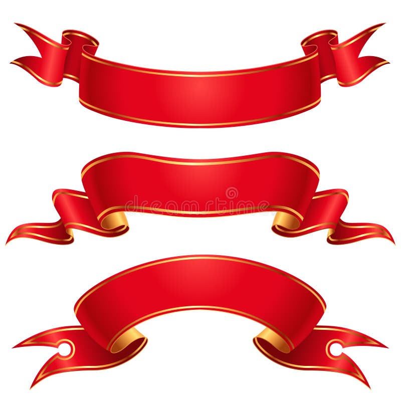Vector Set of Red Banner Ribbon Stock Vector - Illustration of frame ...