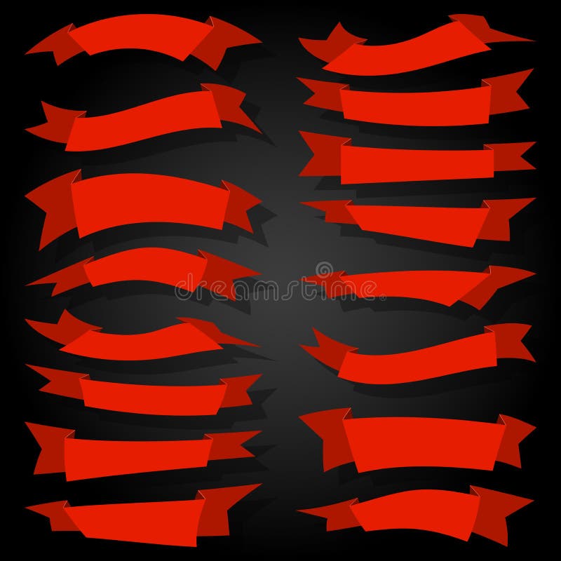 Red ribbons-set stock vector. Illustration of ribbons - 79490066
