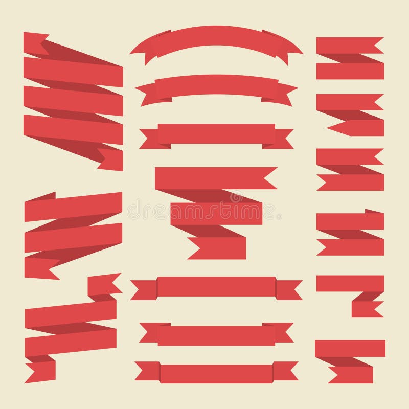 Red ribbons set stock vector. Illustration of great, decor - 46154605