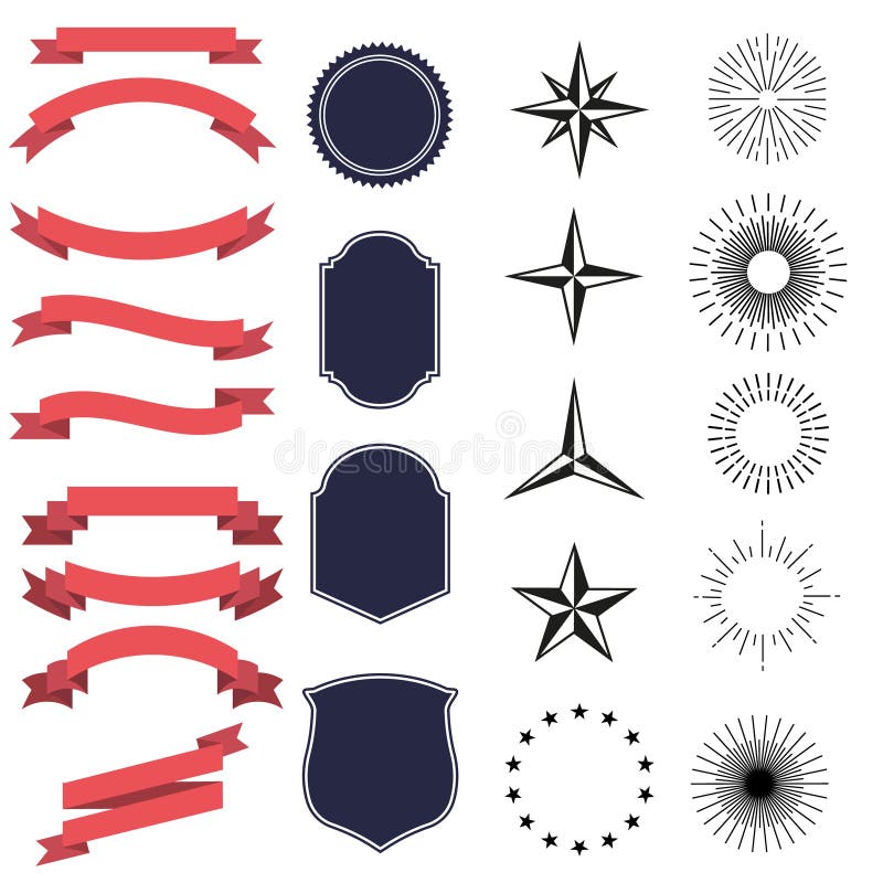 Red Ribbons Set. Logo Design. Vector Illustration. Stock Vector ...