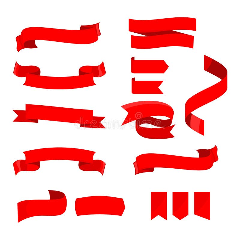 Red ribbons set stock vector. Illustration of retro, ribbons - 89887430