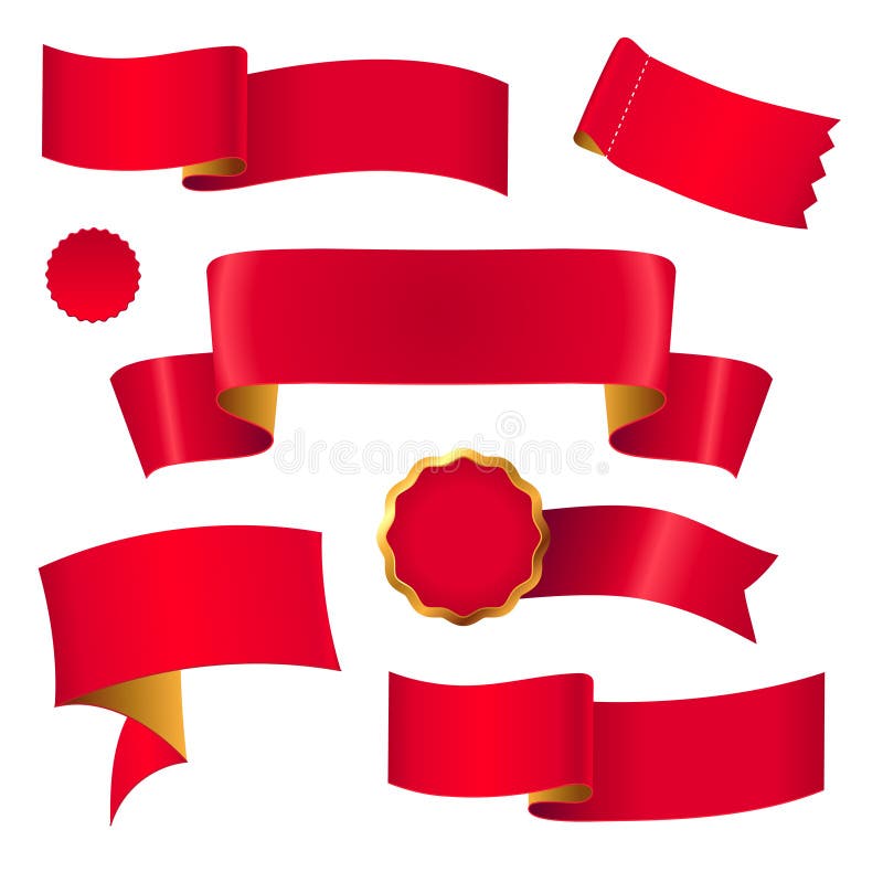 Red ribbons set stock vector. Illustration of background - 31250570