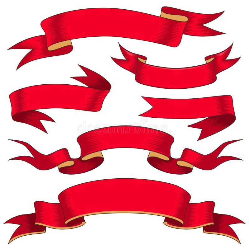 Red ribbons stock vector. Illustration of shape, retro - 70897727