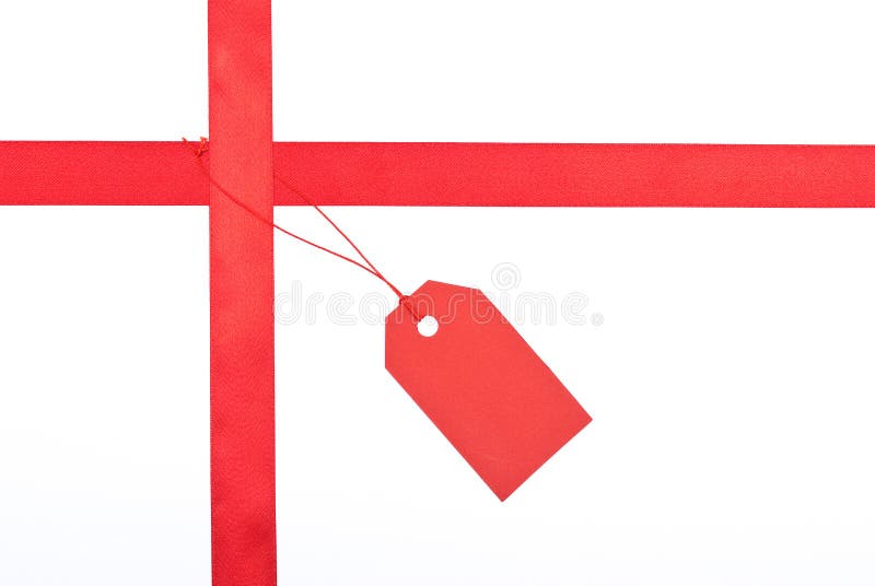 Red ribbons with tag stock image. Image of cardboard - 15702991